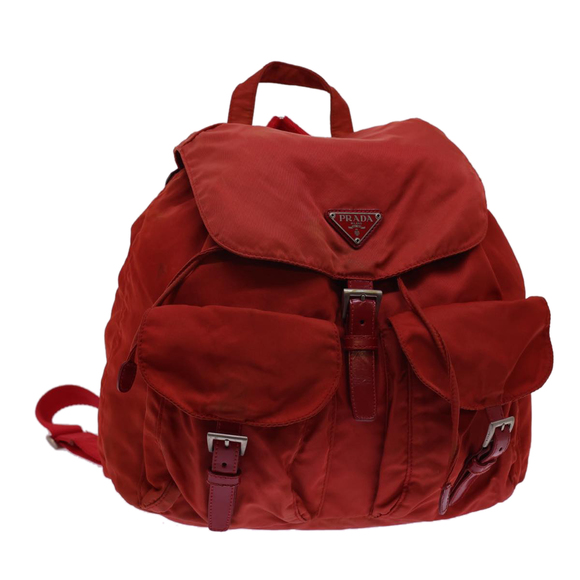 Prada | Bags | Prada Backpack Nylon Red Auth 5489 | Poshmark